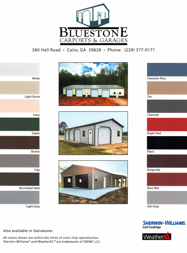 Color Chart - Bluestone Carports and Garages